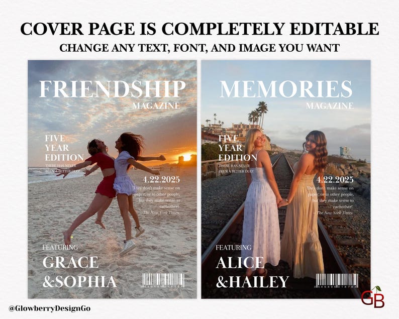 Custom Friendship Magazine, Best Friend Gift, Canva Template, Christmas ...