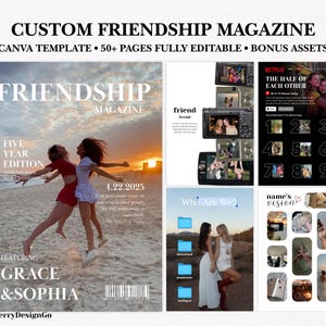 Custom Friendship Magazine, Best Friend Gift, Canva Template, Christmas ...