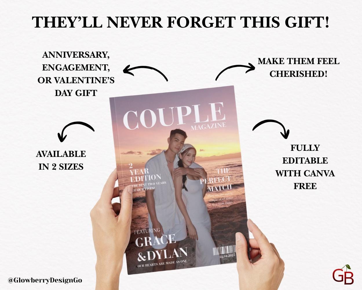 Editable Couples Magazine Canva Template | Custom Gift Boyfriend ...