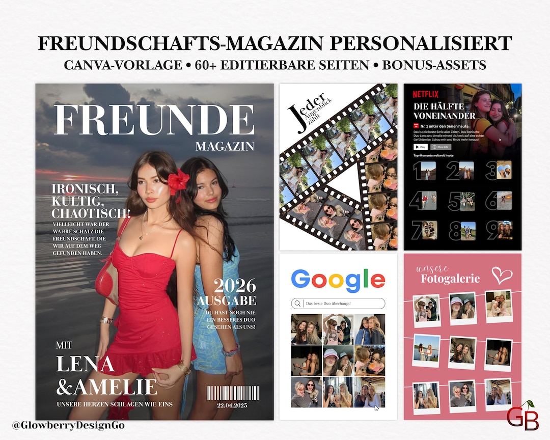GERMAN VERS. Custom Friendship Magazine | Best Friend Gift | Canva ...