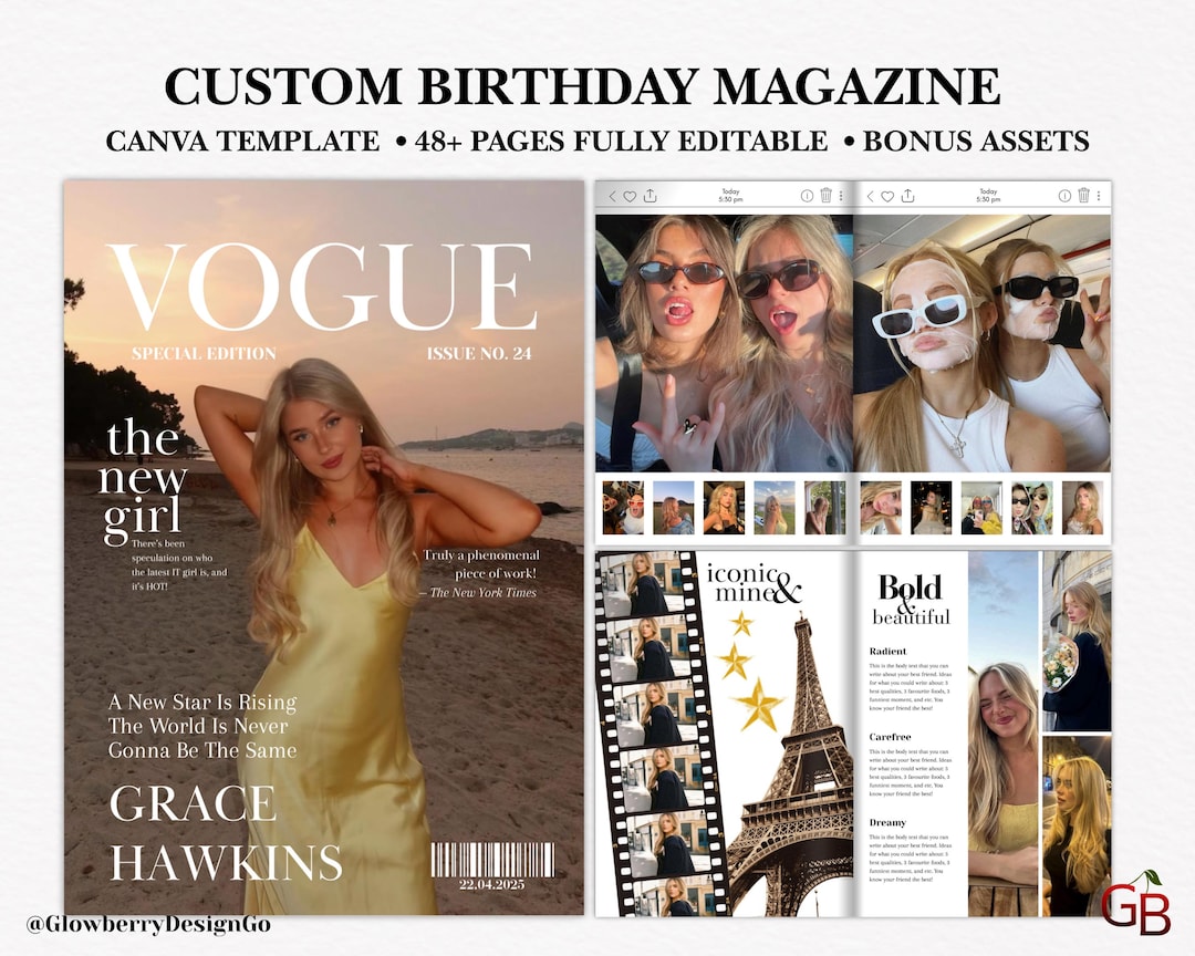 Custom Birthday Magazine for Best Friend | Vogue Editable Magazine ...