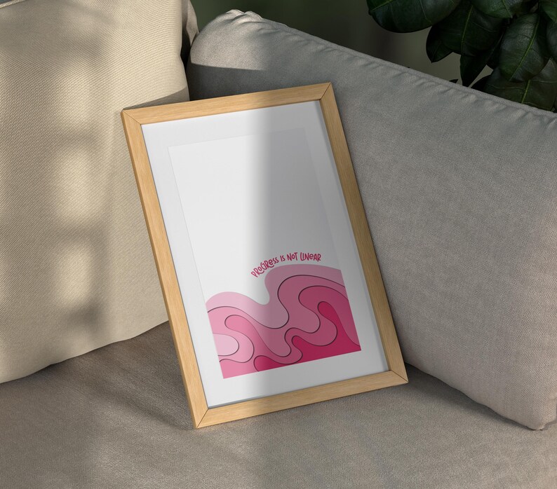 Progress is Not Linear Wall Art | Motivational Quote Print | Pink ...