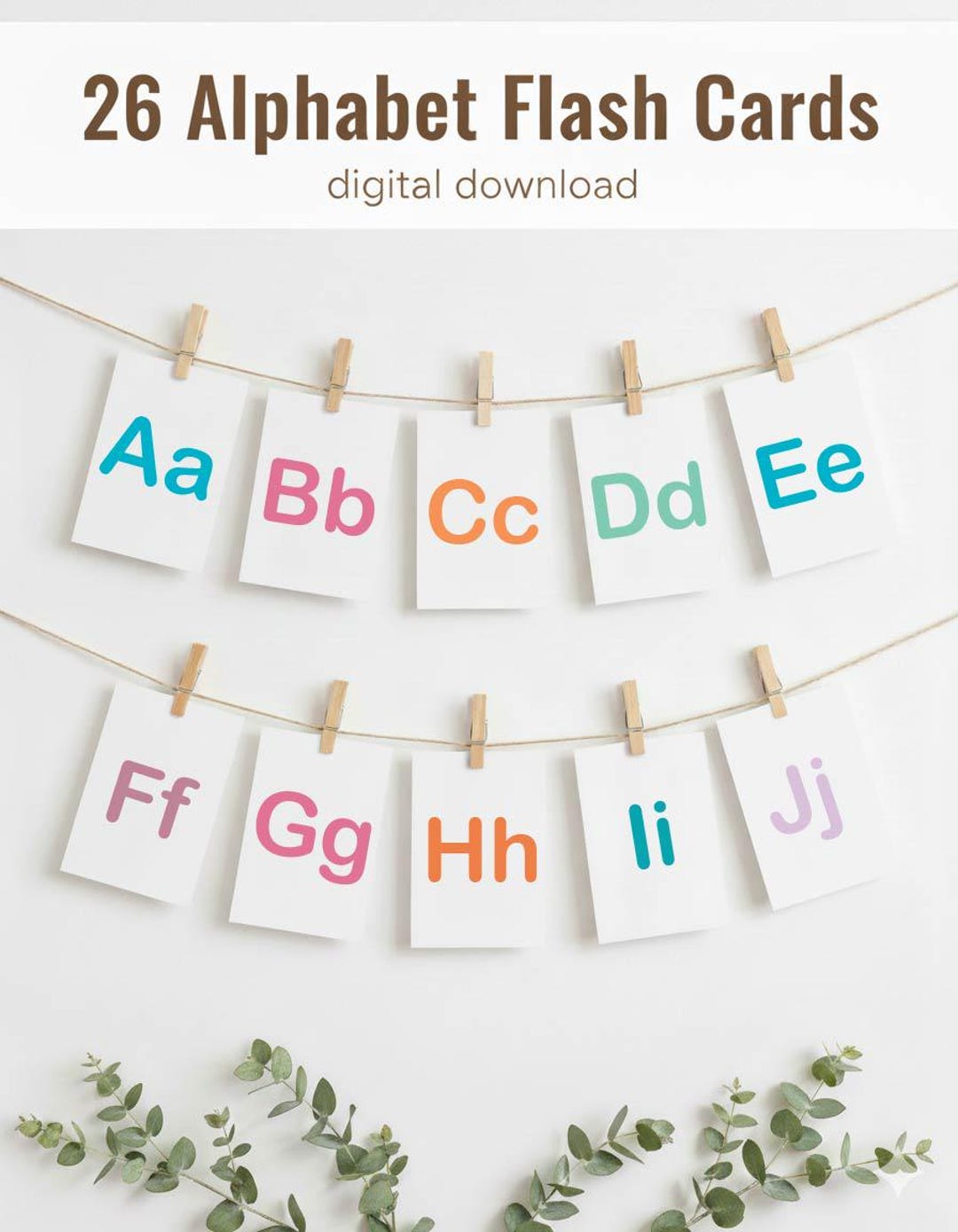 Montessori Alphabet Flash Cards: A-Z Learning Resource (digital Print ...