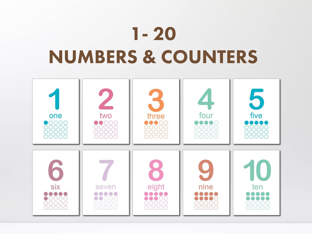 Numbers 1-20 Flash Cards: Preschool Counting, Twenty Frames (digital ...