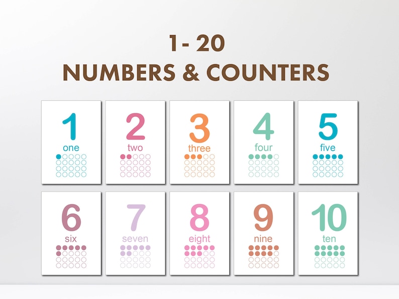 Numbers 1-20 Flash Cards: Preschool Counting, Twenty Frames (digital ...