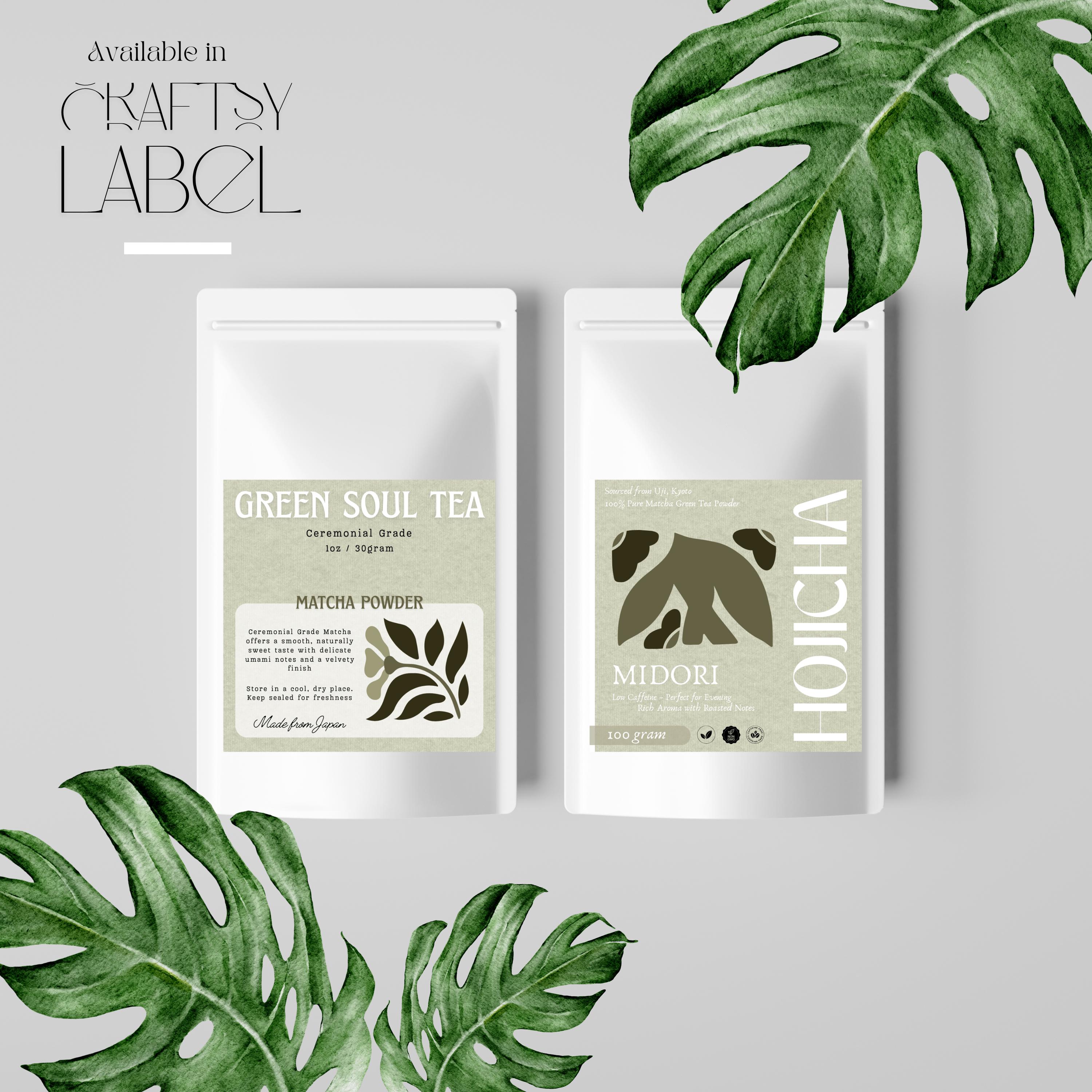 Matcha Label Template: Editable Tea Packaging Stickers (canva Printable ...