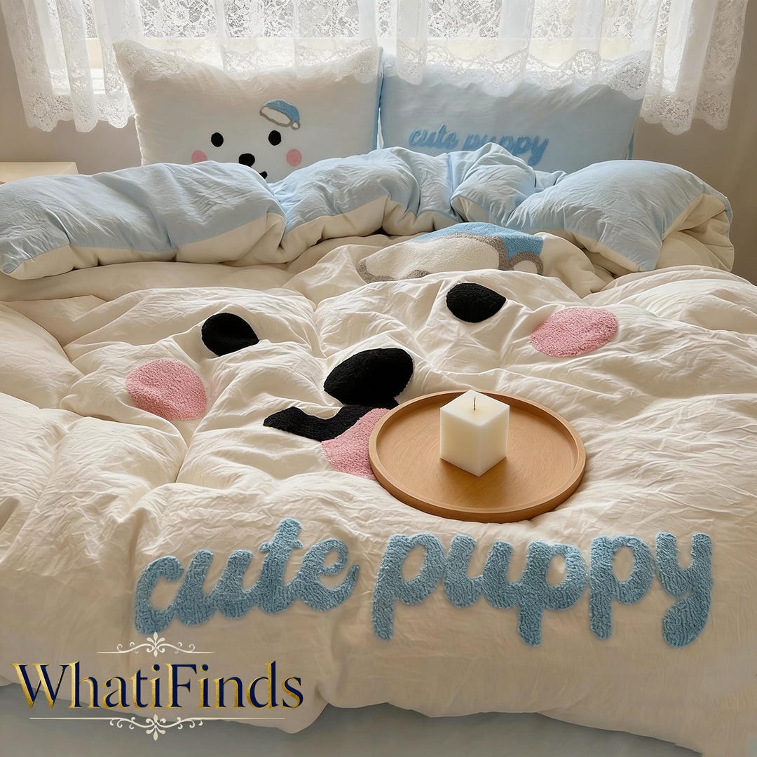 Cute Cartoon Pattern Bedding Collection, Modern Minimalist Duvet Cover ...