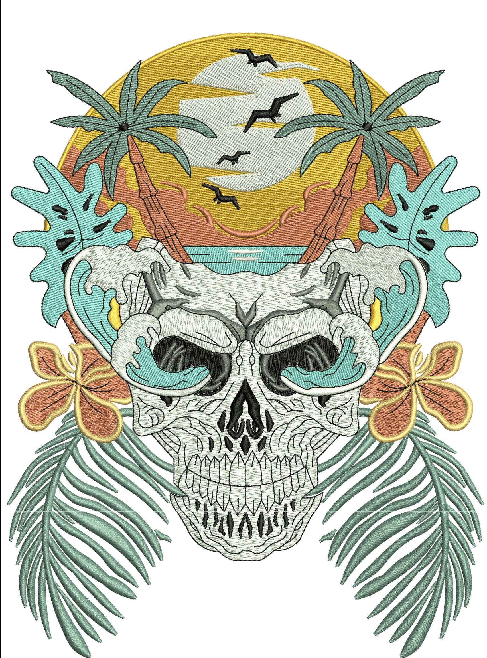 Desert Skull Embroidery Design, 4 Sizes Into (dst, Exp, Hus, Pes, Vp3 ...