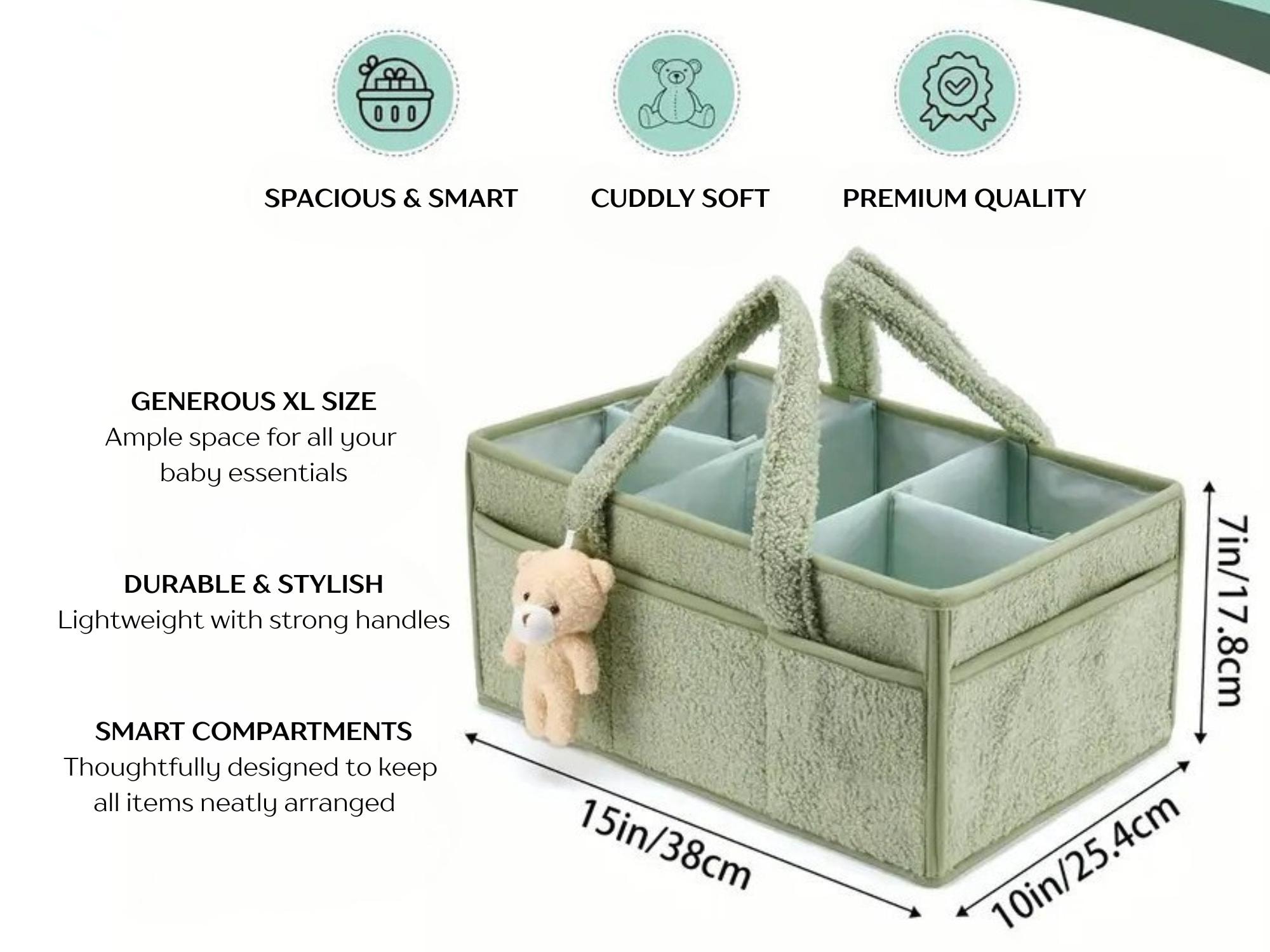 Baby Daycare Hamper - Plush Soft Big Storage Nappy Caddy With Name ...