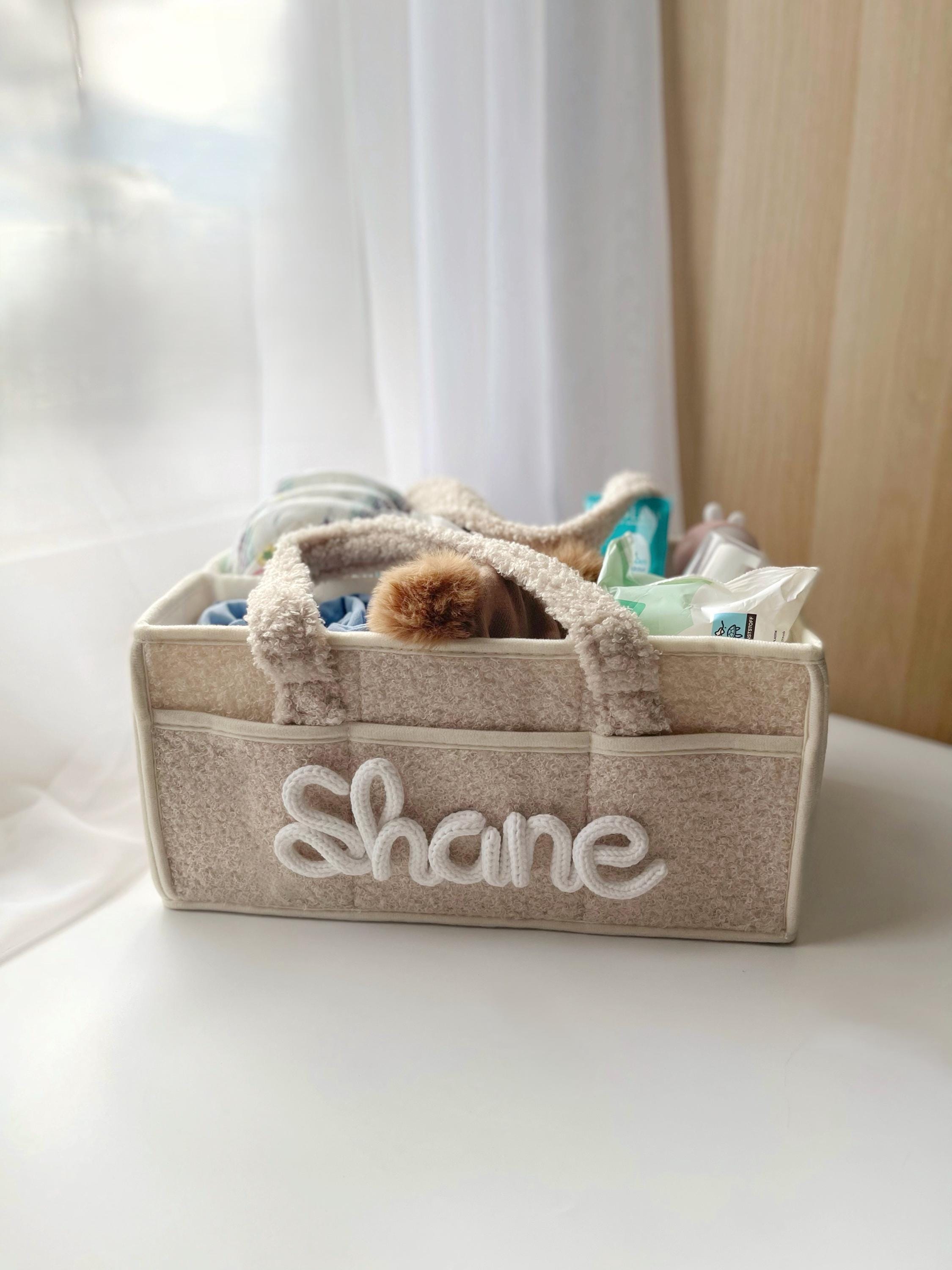 Baby Daycare Hamper - Plush Soft Big Storage Nappy Caddy With Name ...