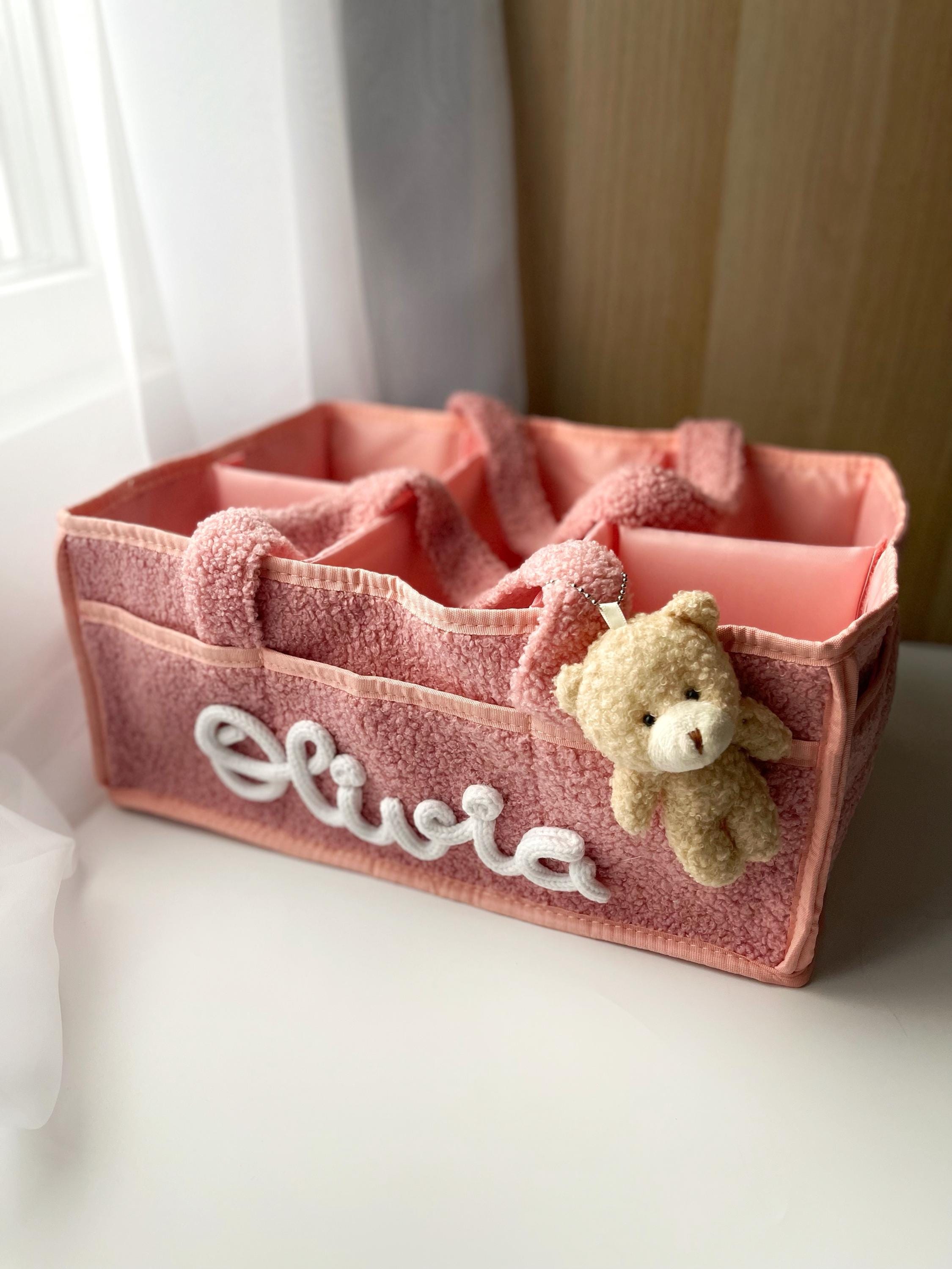 Baby Daycare Hamper - Plush Soft Big Storage Nappy Caddy With Name ...