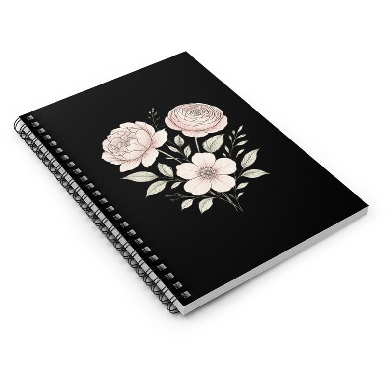 Floral Spiral Notebook - Elegant Blooming Flowers, Perfect for ...