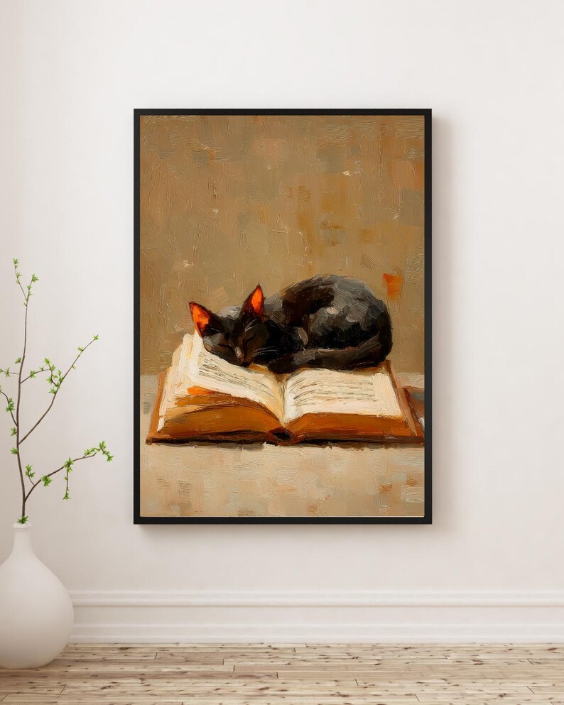 Black Cat Halloween Art Prints, Witch Hat, Pumpkin (digital Download ...