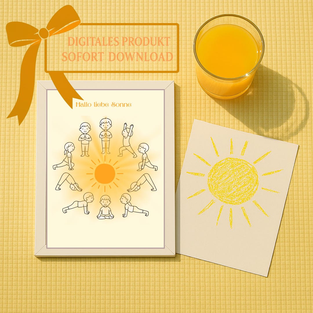 Yoga Poster - Children - "hello Dear Sun" - Sun Salutation - Digital ...