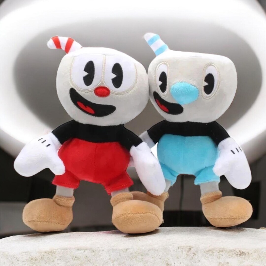 Cuphead and Mugman Plush Set – 2PCS Soft Stuffed Dolls, Cartoon Game ...