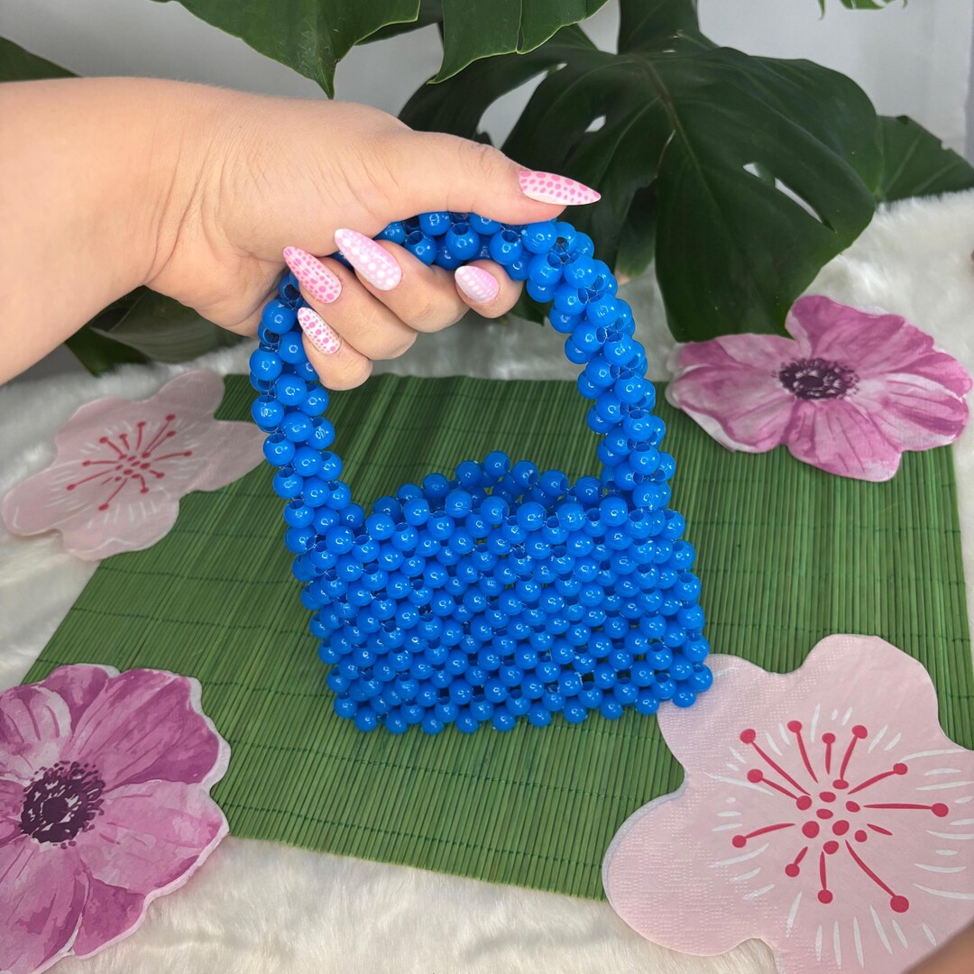Handmade Beaded Bag: Boho Chic Blue Bead Purse - Etsy