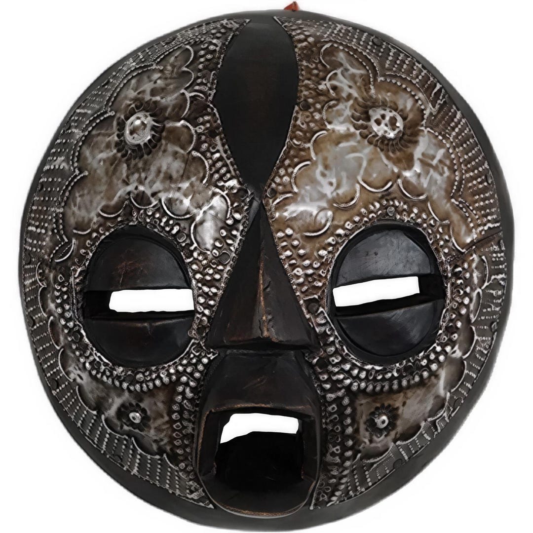 Round African Mask Wall Sculpture African Wooden Mask African Art Home ...
