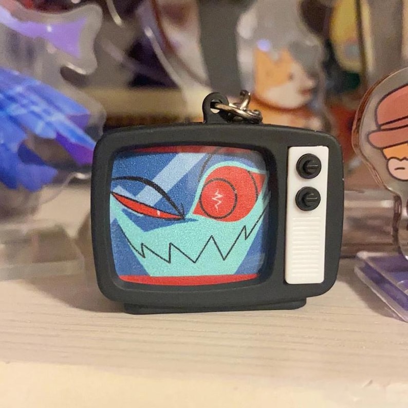 Hazbin Hotel Vox Light-up & Sound Creative Mini TV Keychain White Noise ...