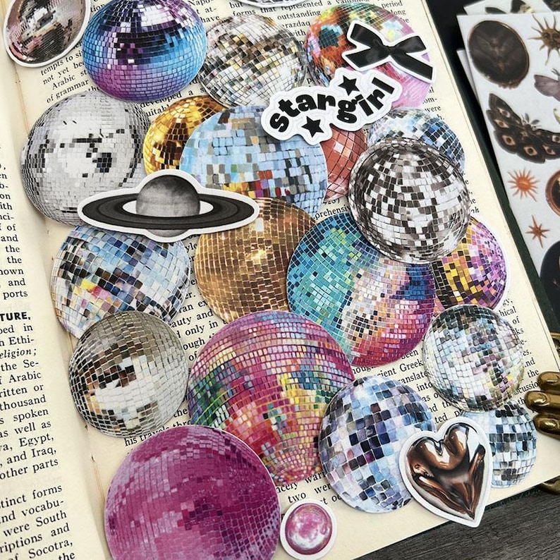 Retro Disco Ball Sticker Pack – Holographic Party Stickers for Journal ...
