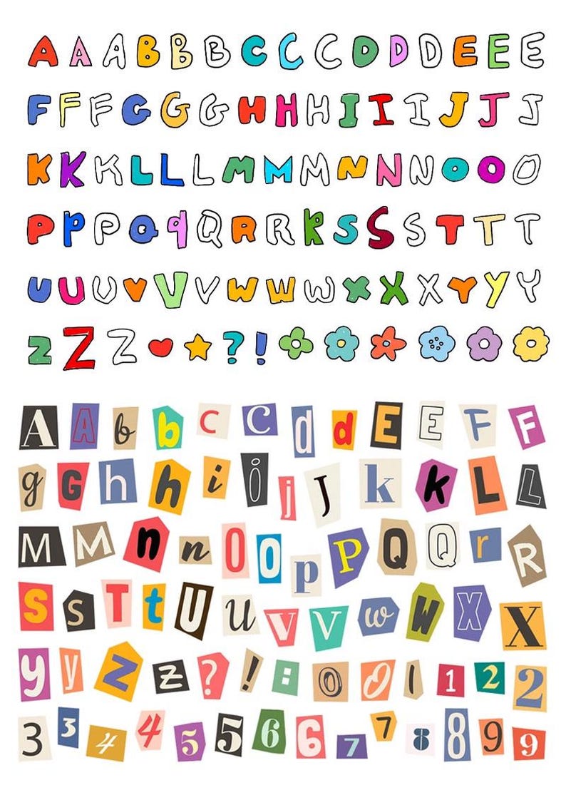 Vintage Ransom Letter Stickers – Alphabet Numbers Symbols for ...