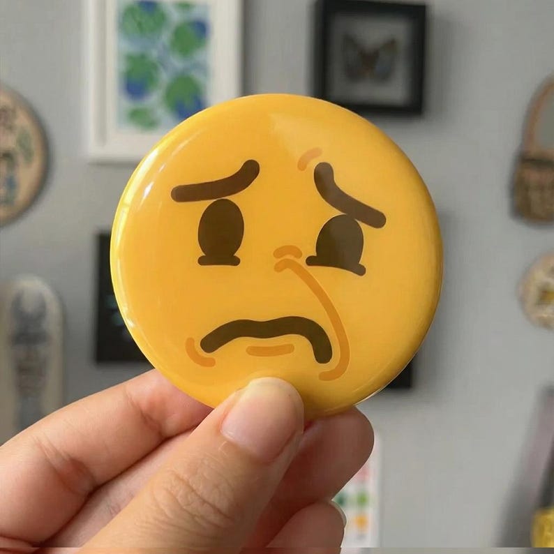 Cursed Emoji Button Pins, Funny Meme Badge, Social Anxiety Gift, Crying ...