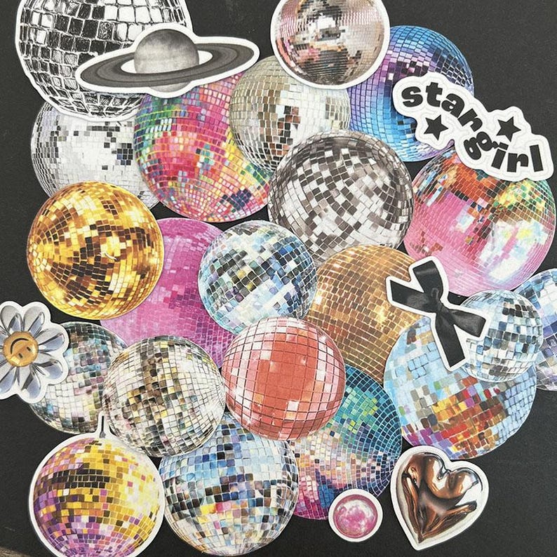 Retro Disco Ball Sticker Pack – Holographic Party Stickers for Journal ...