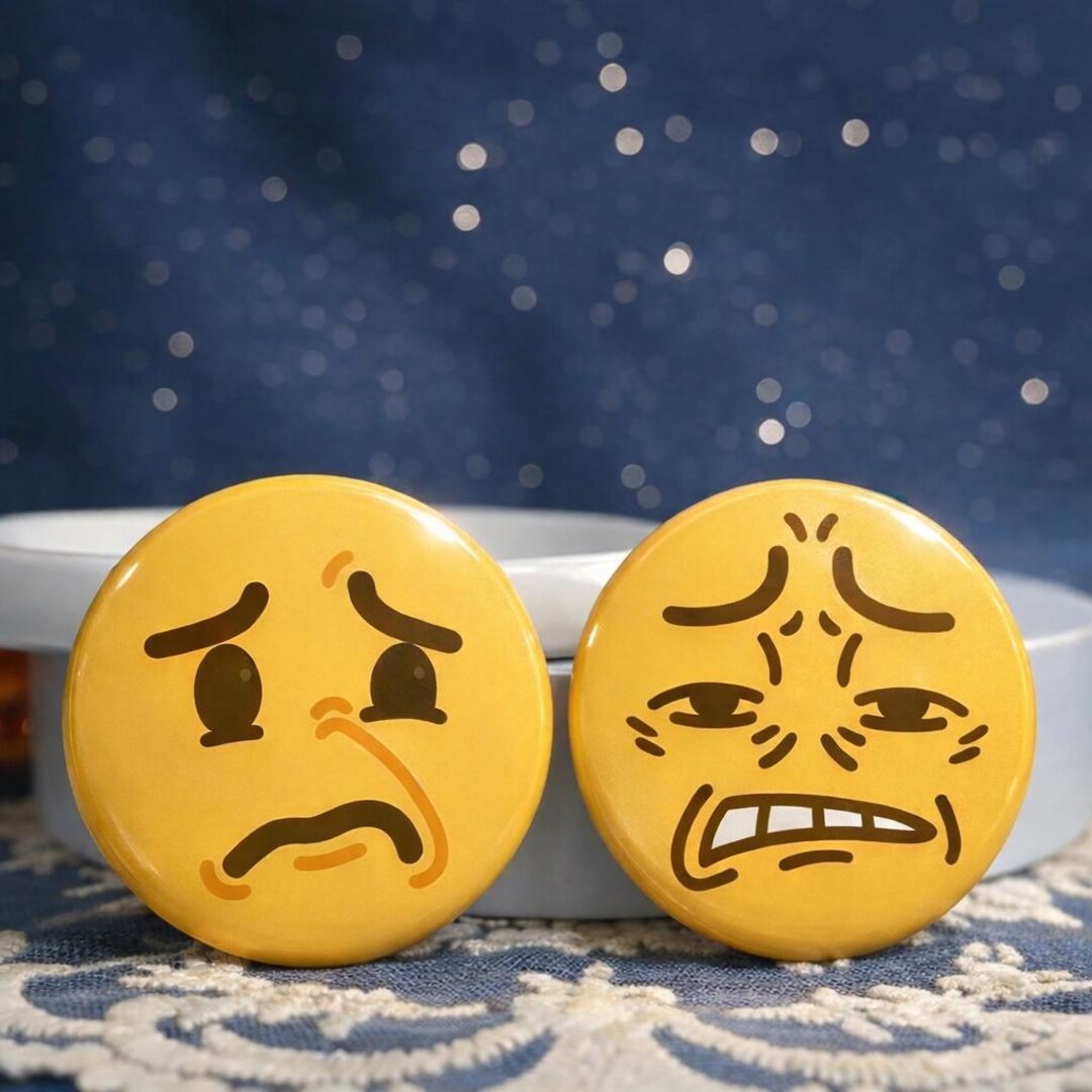 Cursed Emoji Button Pins, Funny Meme Badge, Social Anxiety Gift, Crying ...