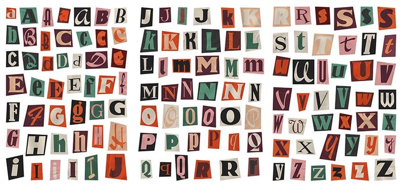 Ransom Letter Alphabet Stickers, Magazine Style Cutout Letters ...