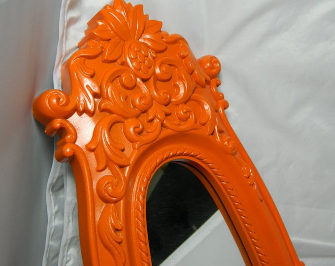 Vintage Ornate Framed Mirror Bright Orange - Etsy