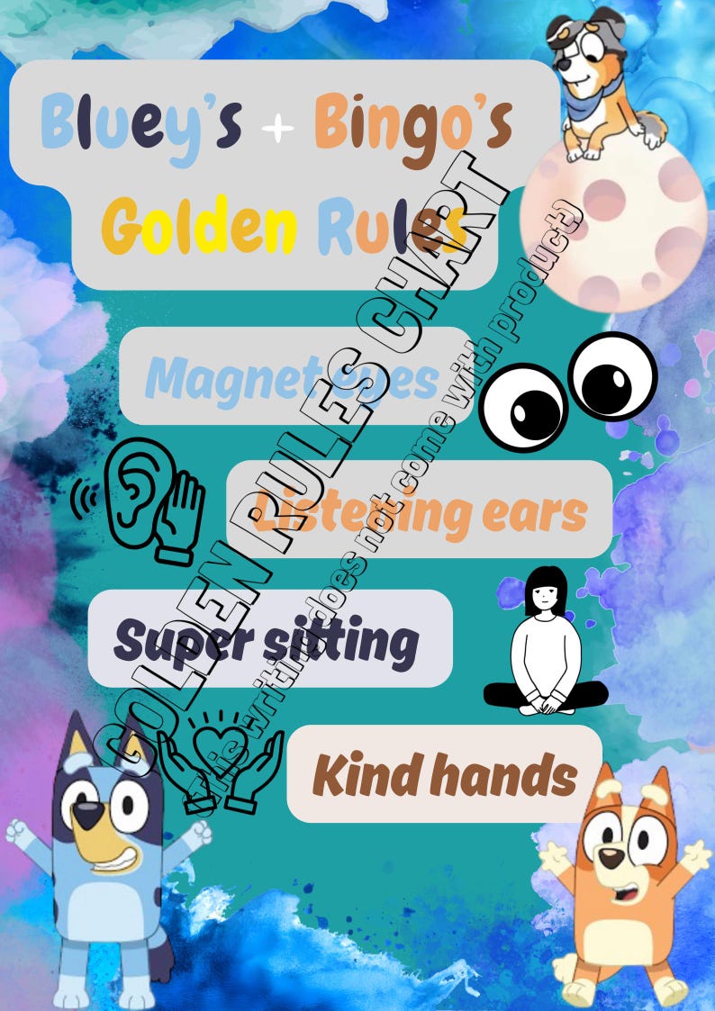 Bluey Golden Rules Chart- for EYFS Room/ Primary Education - Etsy