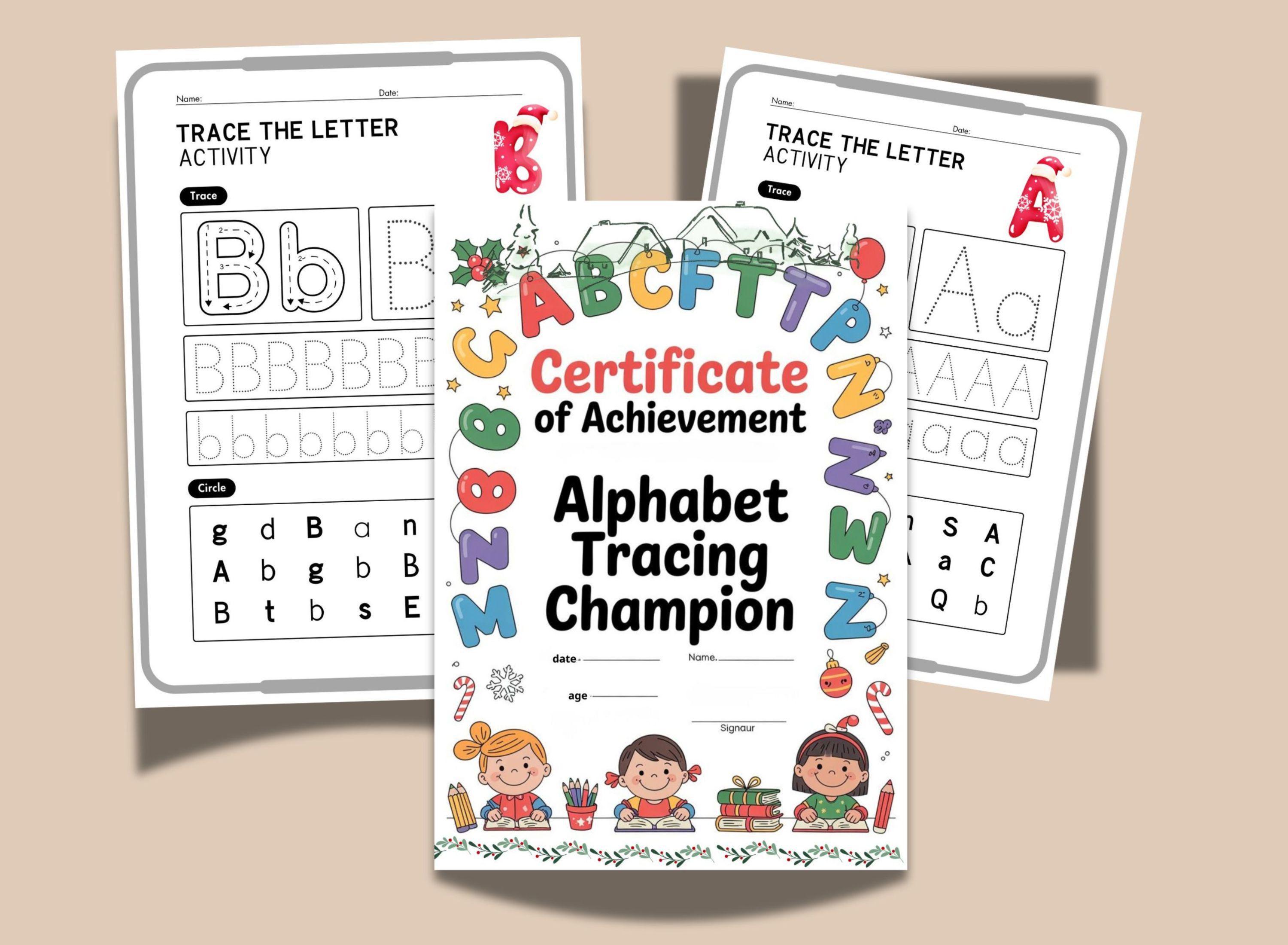 Christmas Alphabet Tracing Worksheets PDF – A to Z Handwriting Practice ...
