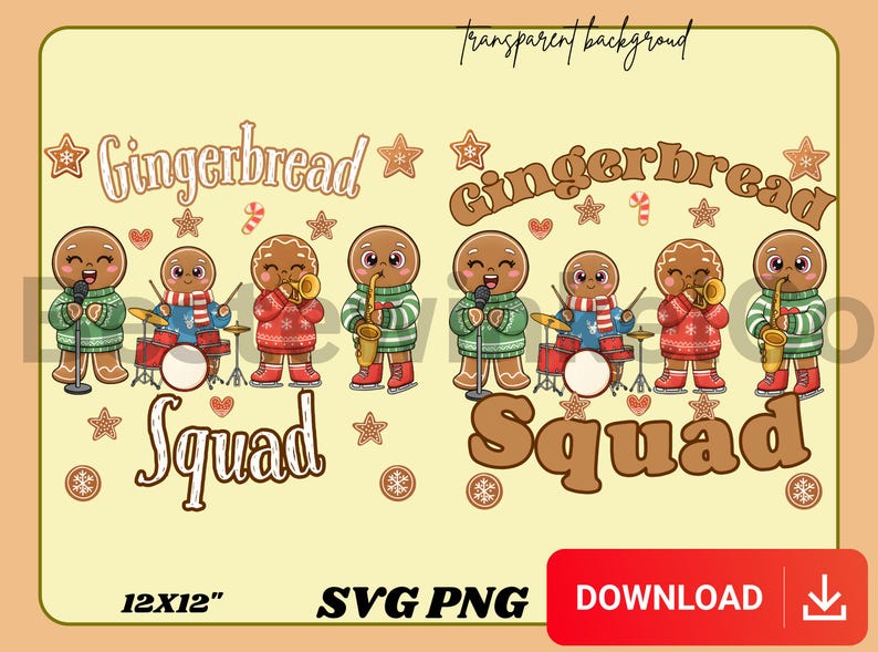 Gingerbread Squad PNG, Christmas Cookie Design (digital Download ...