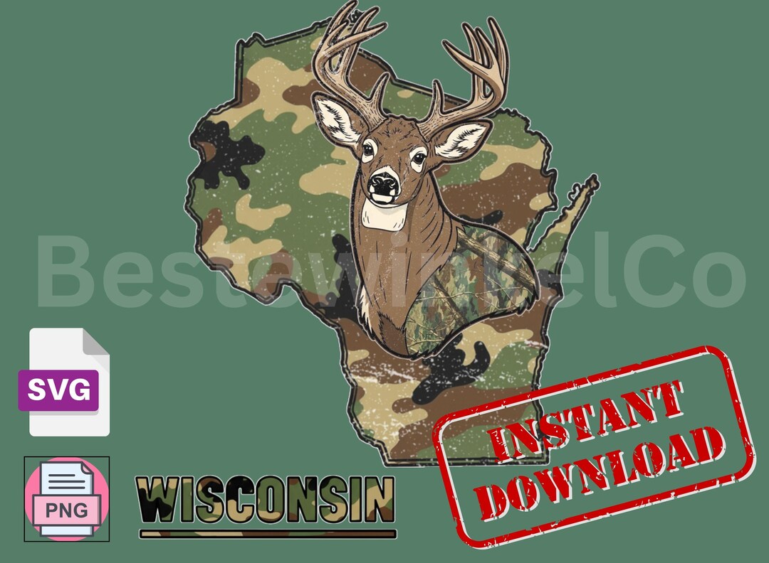 Wisconsin Camo PNG, Retro Western Sign, Camo Deer Hunting, Retro Camo ...