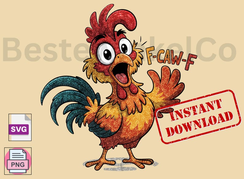 Screaming Rooster Meme PNG SVG | F-caw-f Chicken Humor | Fun Farm ...