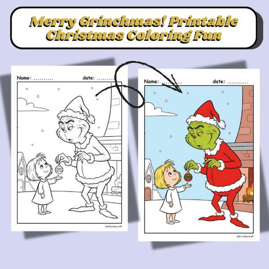 Grinch Christmas Coloring Pages | Winter Holiday Activities (PDF) - Etsy