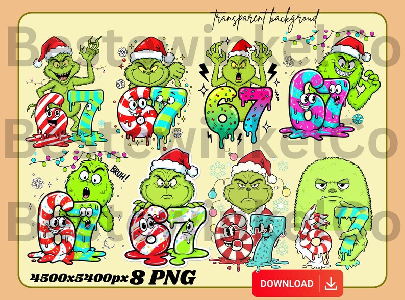 Grinch 67 Meme PNG Bundle - Christmas Drip Graphics (digital Download ...