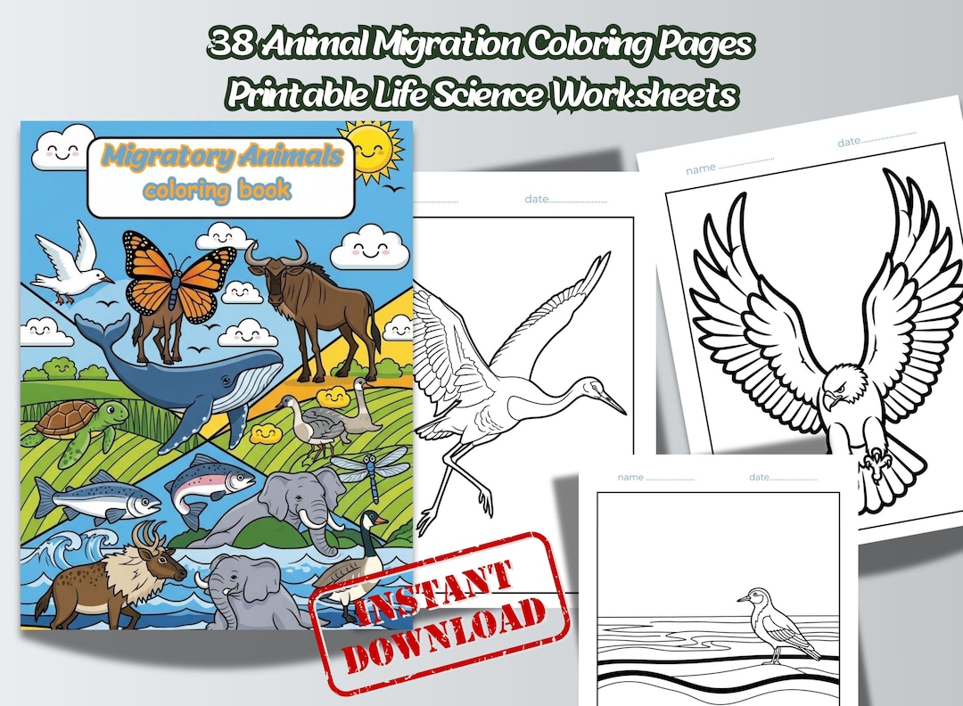 Animal Migration Coloring Pages for Kids | Life Science Worksheets ...
