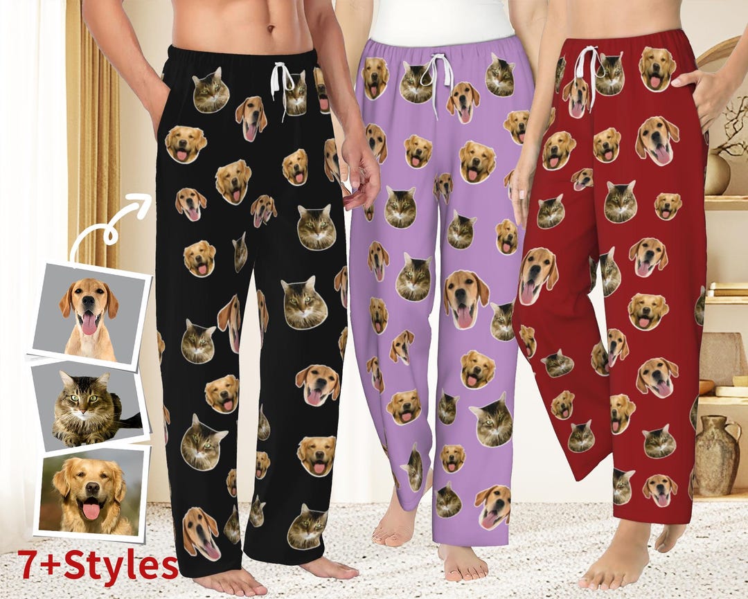 Custom Face Pajama Pants: Personalized Photo Gift, Pet or Family - Etsy