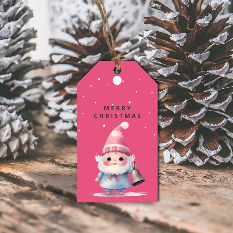 Pink Elf Christmas Gift Tags | Printable Holiday Set (digital Download ...