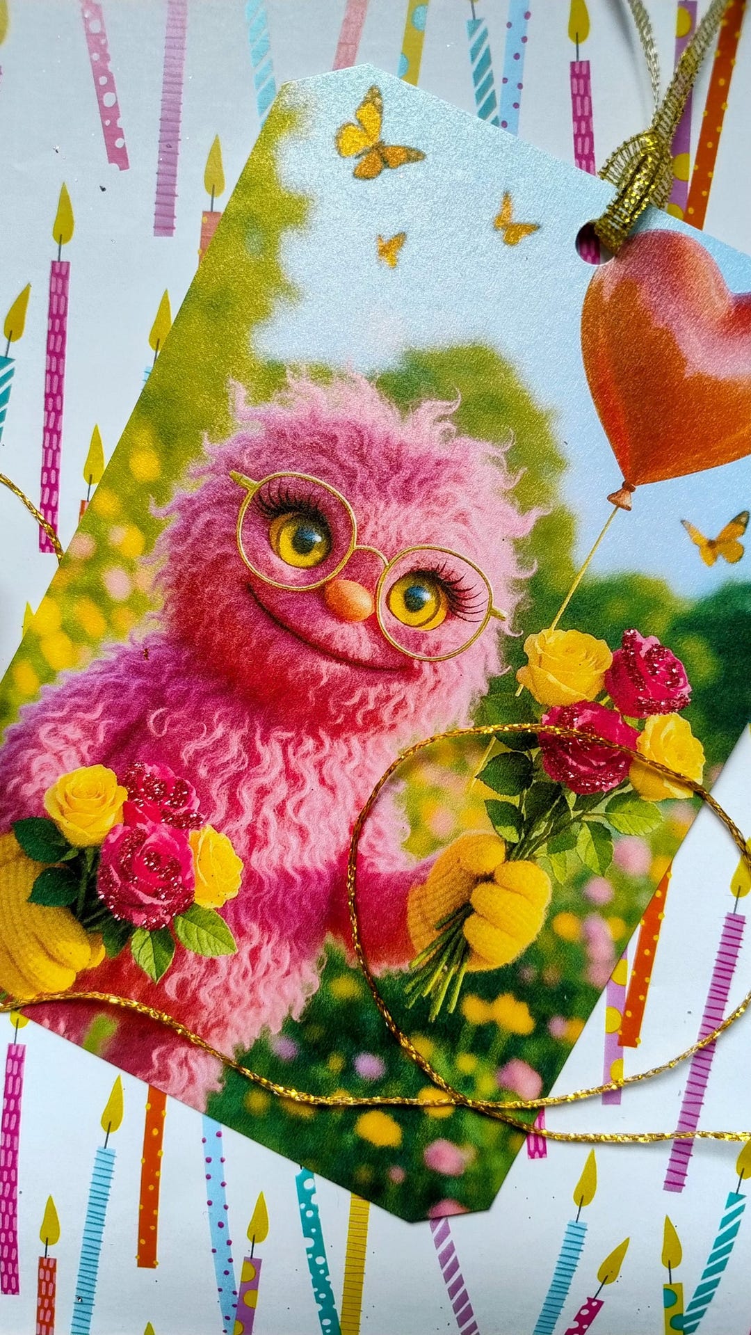 Handmade Glittered Monster Gift Tag: Shimmer Cardstock Birthday Tag - Etsy