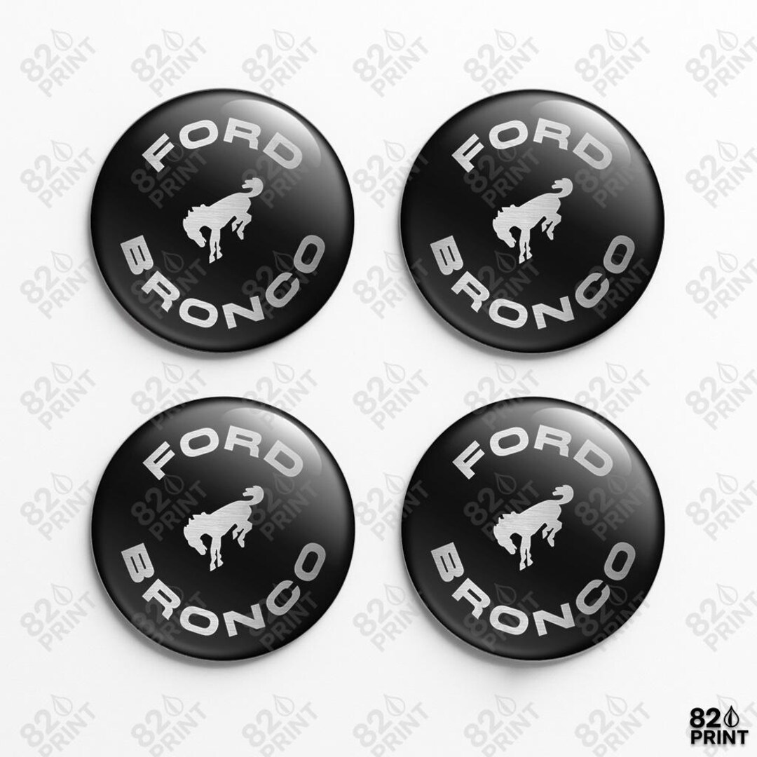 Bronco Wheel Center Cap Stickers: 3D Gel Resin Decals, Custom Sizes ...