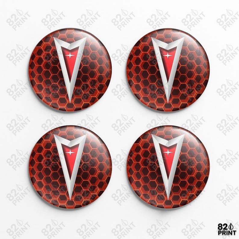 Pontiac Wheel Center Cap Stickers: 3D Gel Resin Decals, Custom Size ...