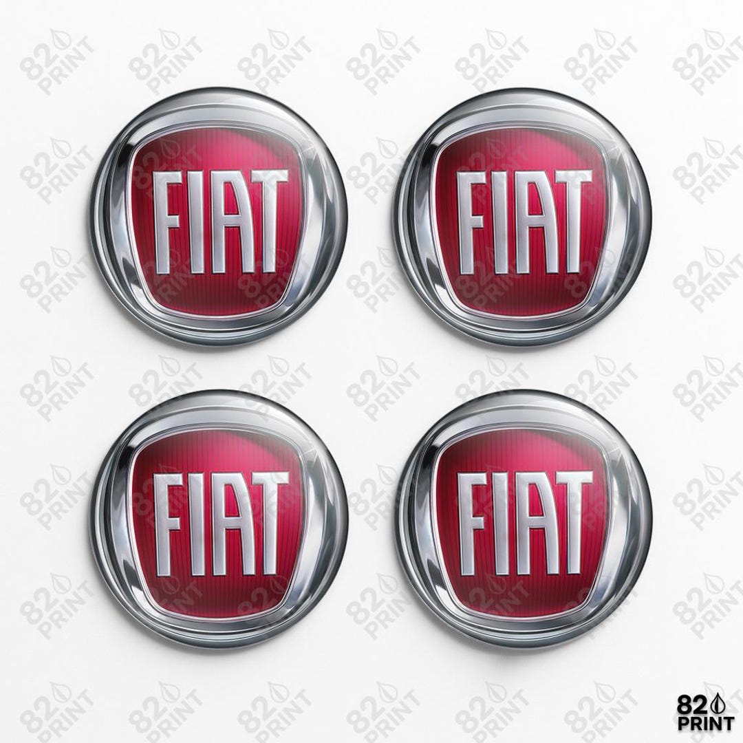 Fiat Wheel Center Cap Stickers: 3D Gel Resin Decals, Custom Sizes (set ...