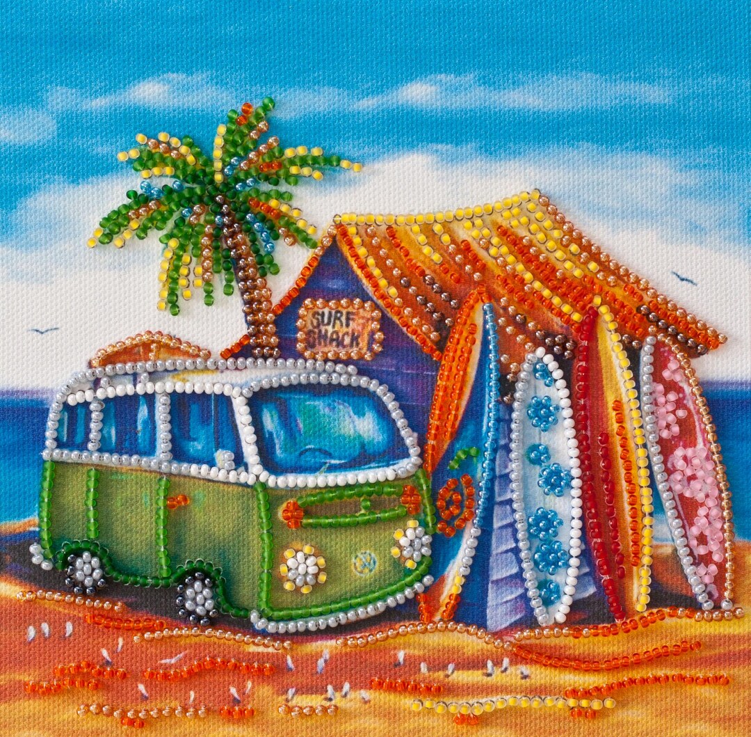 Surfing Bead Embroidery Kit – DIY Beading Kit Beginner | Bead Art Kit ...