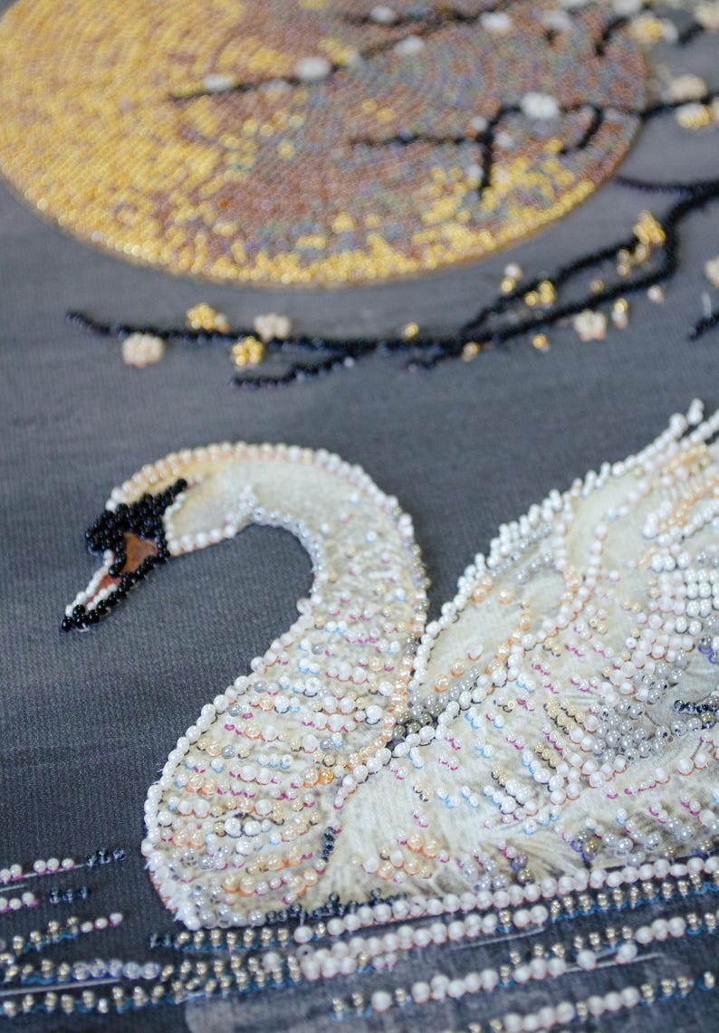 Swan Bead Embroidery Kit – DIY Beading Kit Beginner | Bead Art Kit ...