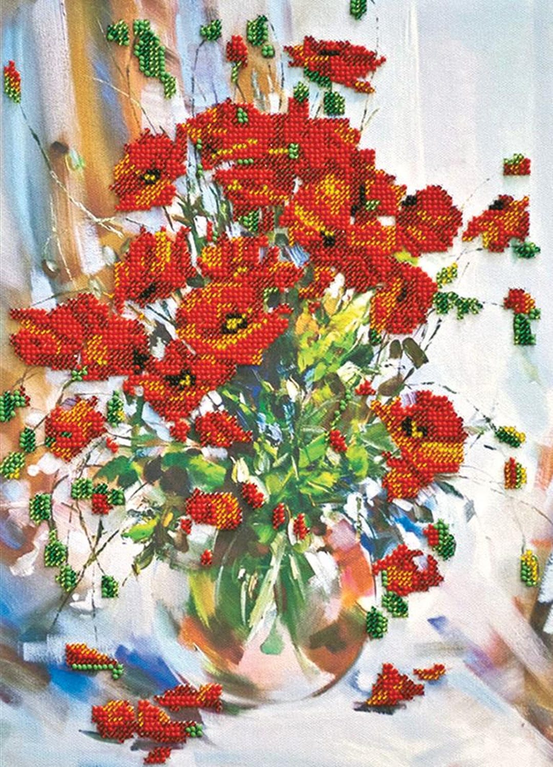Poppies Bead Embroidery Kit – DIY Beading Kit Beginner | Bead Art Kit ...