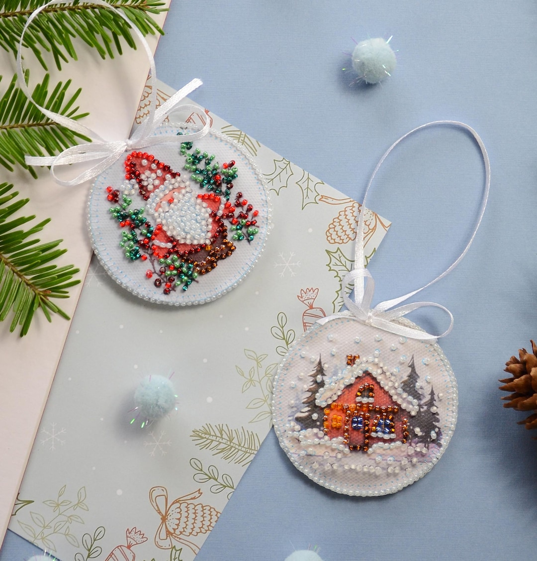 Santa Bead Embroidery Kit – DIY Beading Kit Beginner | Bead Art Kit ...