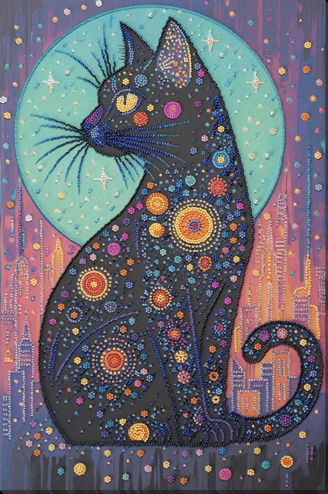 Colorful Cat Bead Embroidery Kit – DIY Beading Kit Beginner | Bead Art ...