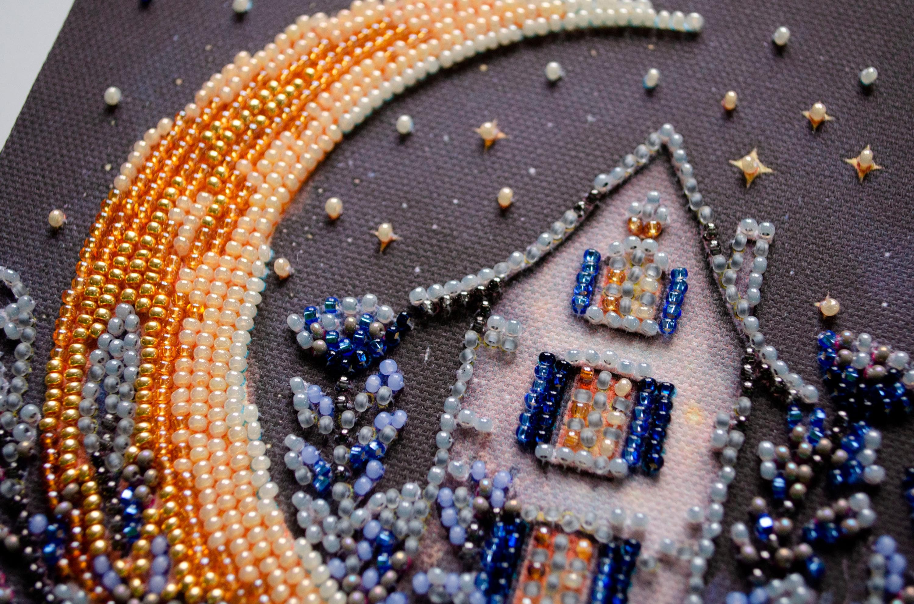 Magic Moon Bead Embroidery Kit – DIY Beading Kit Beginner | Bead Art ...