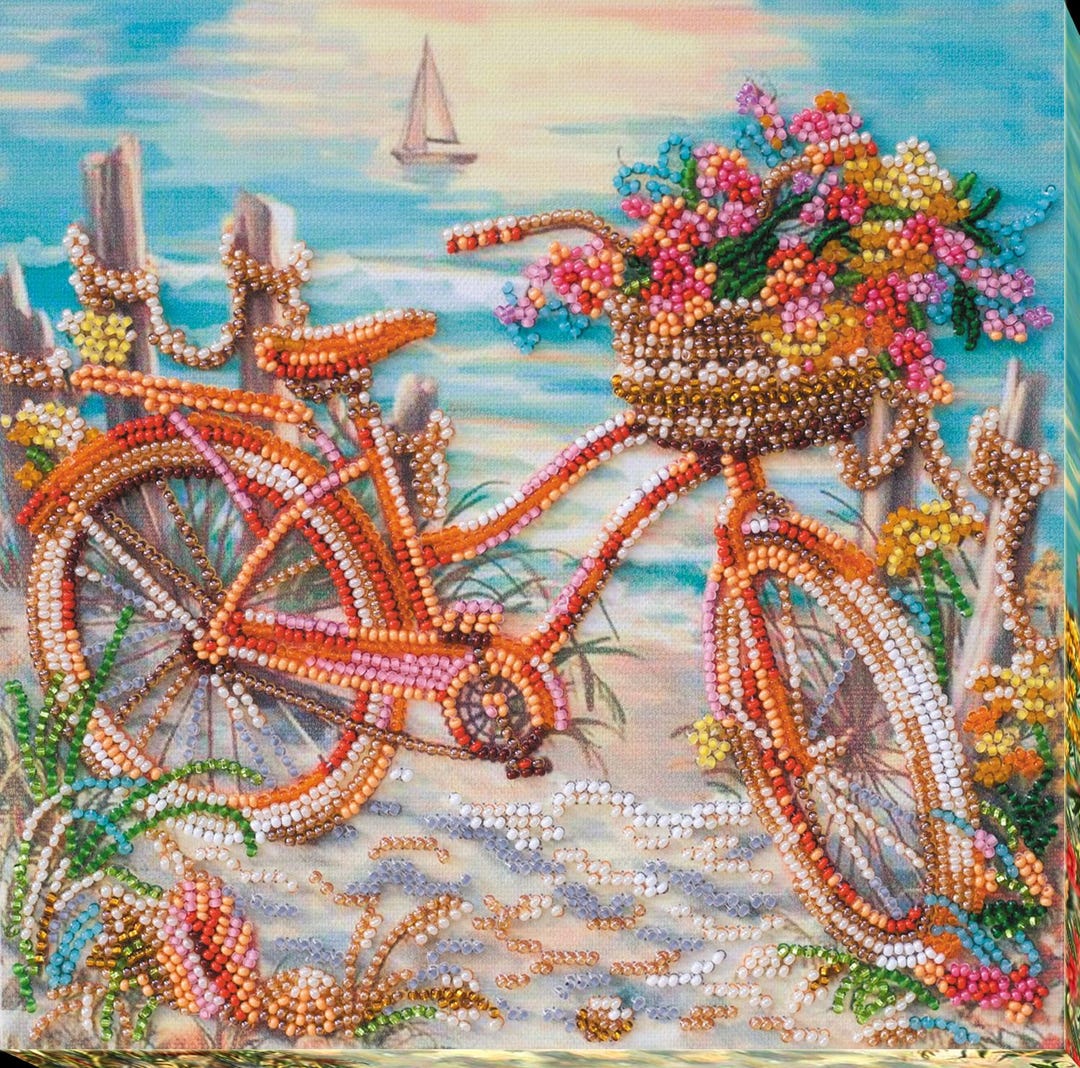 Bicycle Bead Embroidery Kit – DIY Beading Kit Beginner | Bead Art Kit ...